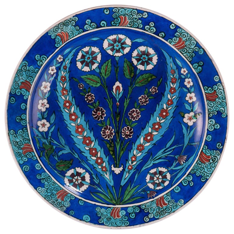 Large Earthenware Charger by Theodore Deck, circa 1870 at 1stDibs