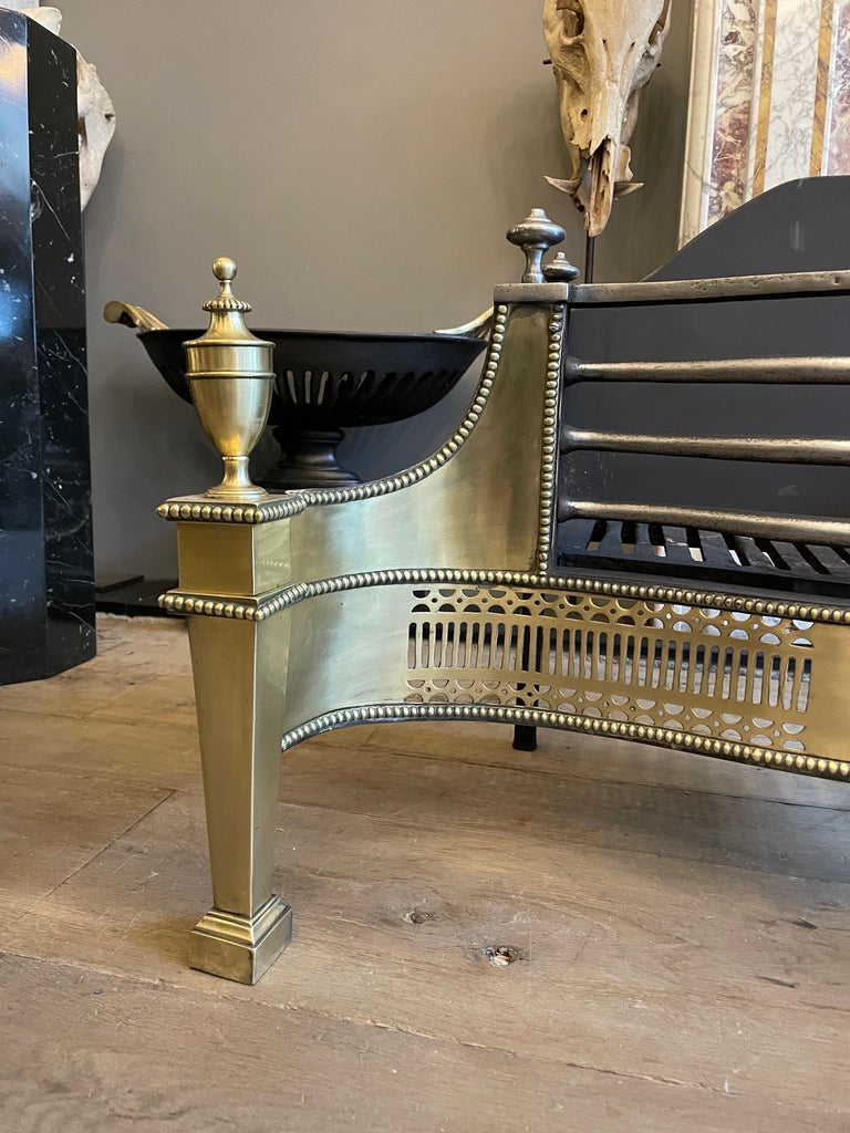 Large English Antique Brass and Steel Fire Grate For Sale at 1stDibs