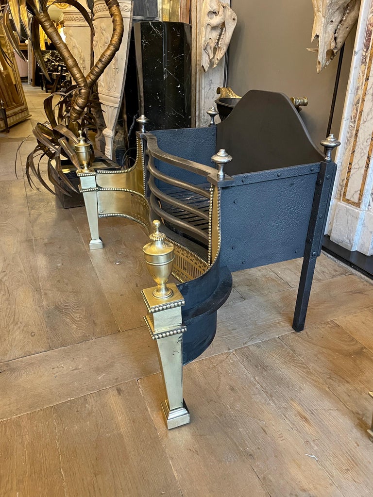 Large English Antique Brass and Steel Fire Grate For Sale at 1stDibs