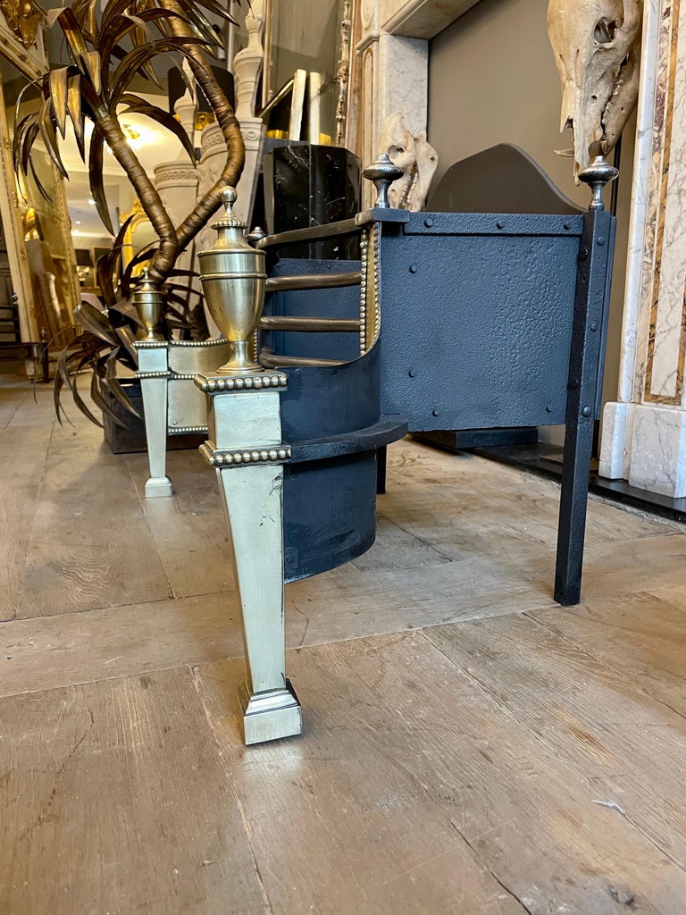 Large English Antique Brass and Steel Fire Grate For Sale at 1stDibs