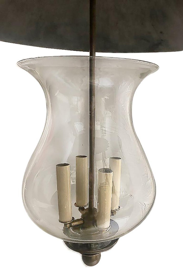 Large English Hammered Metal and Glass Fixture For Sale at 1stDibs