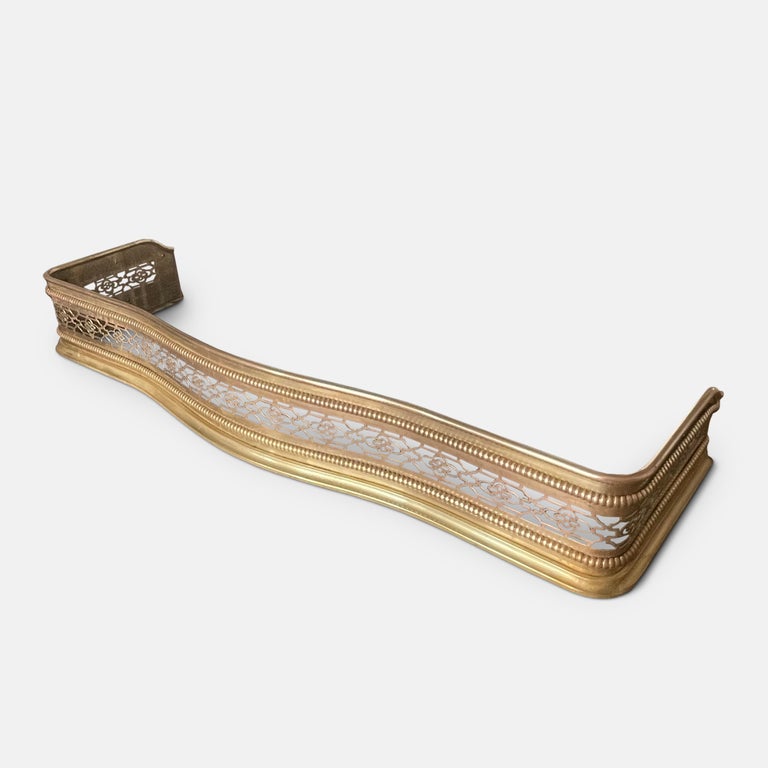 Large English Solid Brass Late Georgian Fireplace Fender For Sale at ...