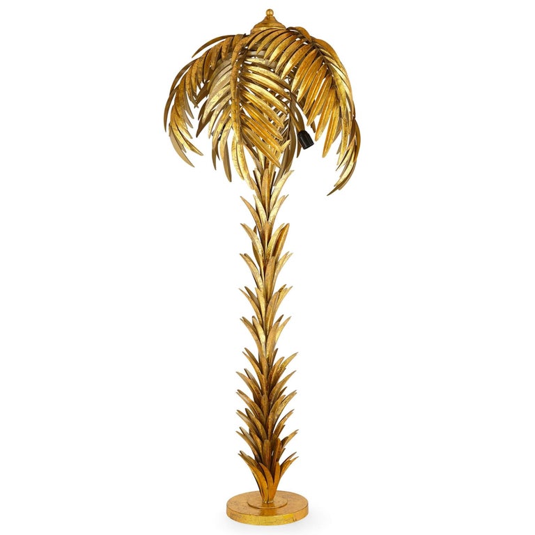 Large French Brass Palm Tree Floor Lamp, Style of Maison Jansen For ...