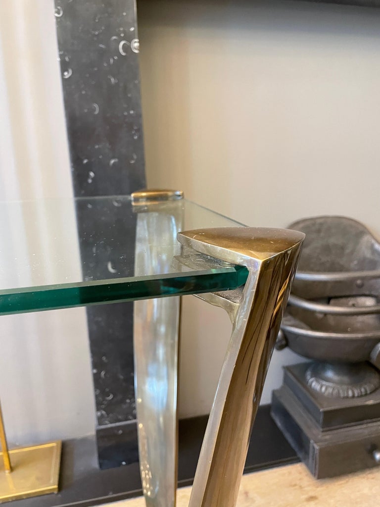 Large French Bronze and Glass Console Table For Sale at 1stDibs