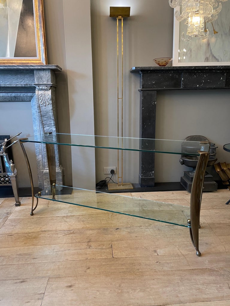 Large French Bronze and Glass Console Table For Sale at 1stDibs