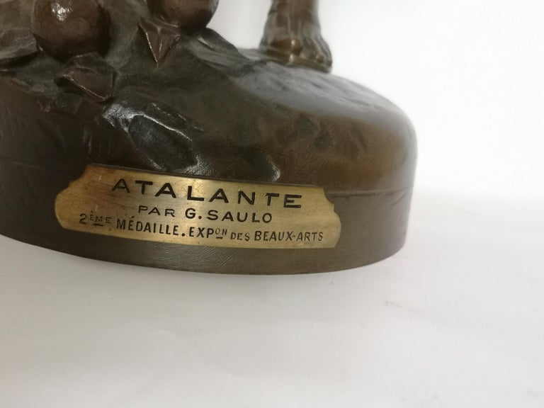 Large French Bronze of Atalante by George Saulo For Sale at 1stDibs