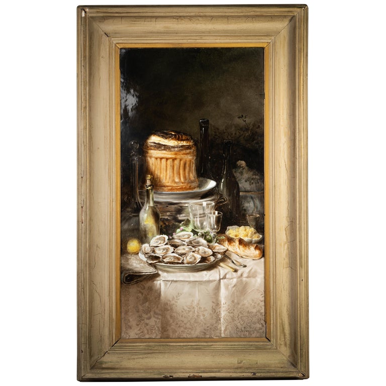 Large French Porcelain Still Life Plaque, circa 1900 For Sale at 1stDibs