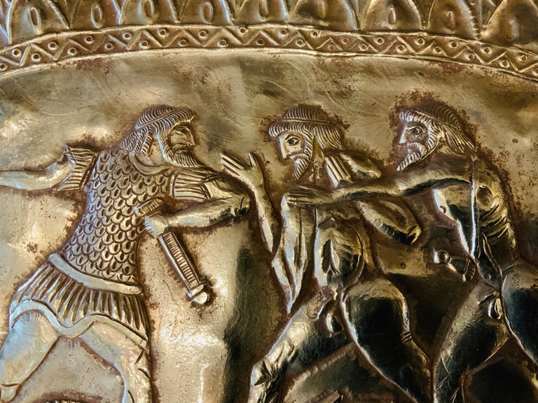 Large Greek Style Repousse Oval Metal Plaque For Sale at 1stDibs