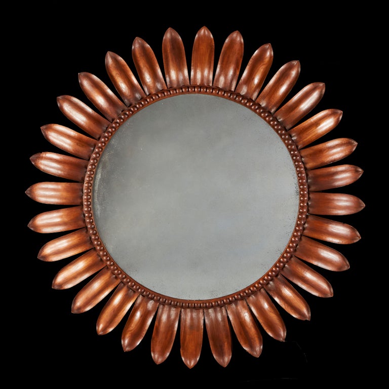 Large Hardwood Daisy Mirror For Sale at 1stDibs