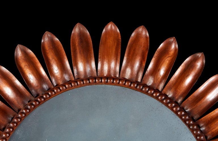 Large Hardwood Daisy Mirror For Sale at 1stDibs