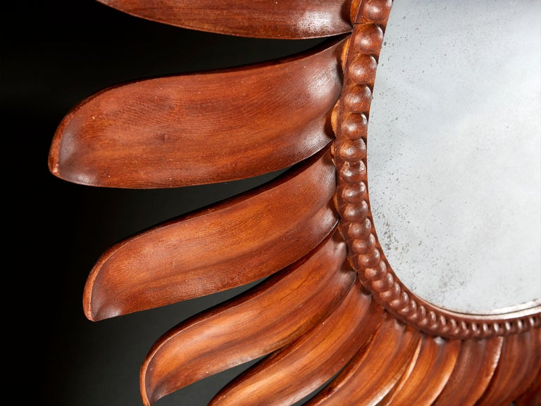 Large Hardwood Daisy Mirror For Sale at 1stDibs