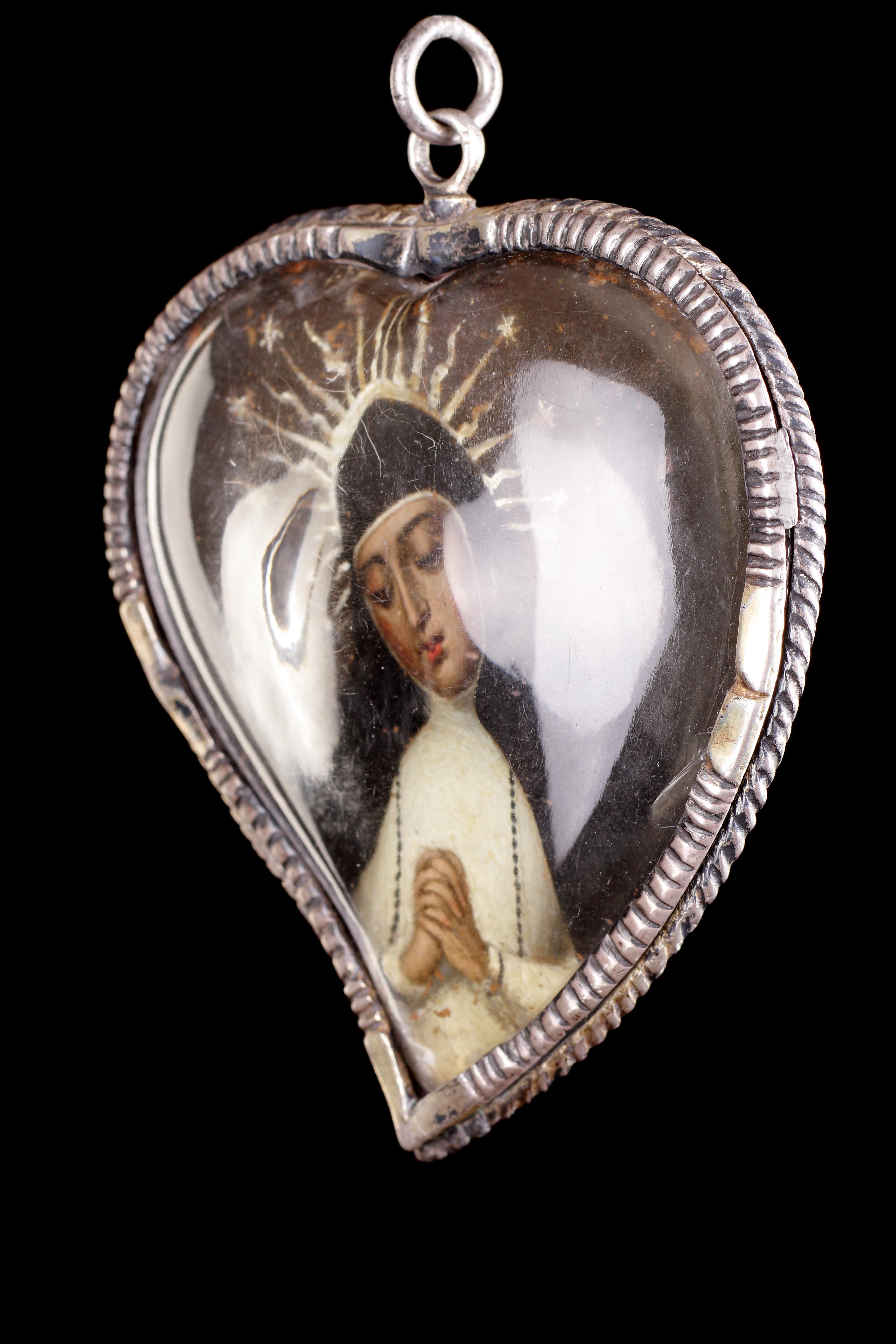 A Large Heart Shaped Rock Crystal Silver Mounted Reliquary For Sale at ...
