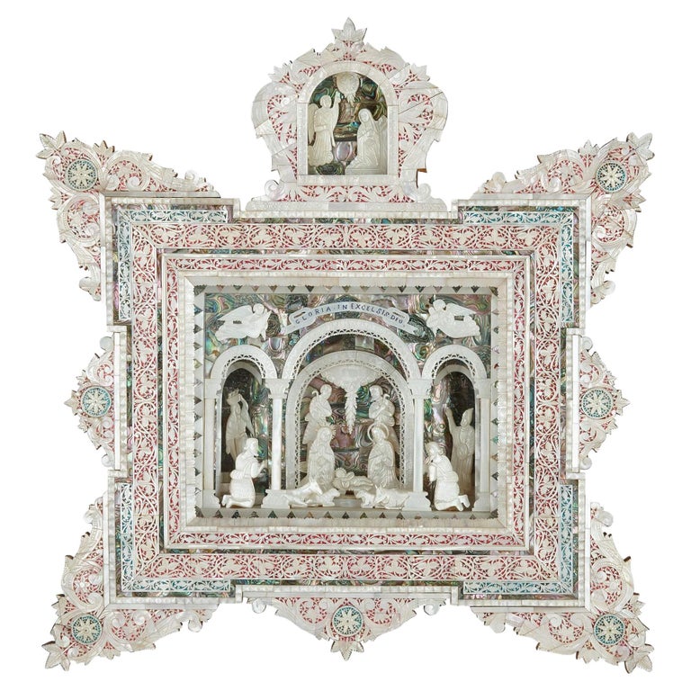 Large Holy Land Mother-of-pearl, Abalone Shell and Olive Wood Icon For ...