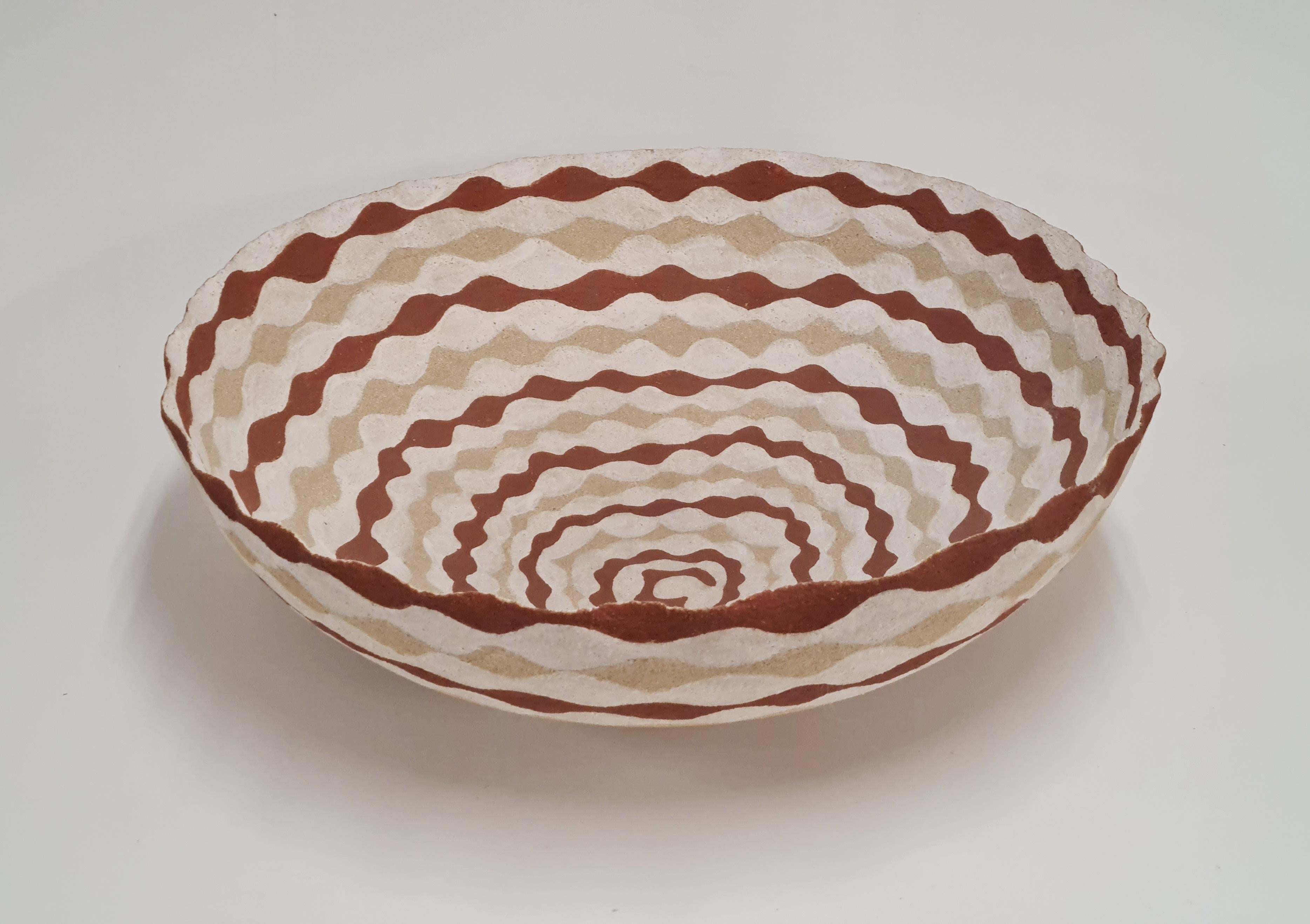 A Large Kati Tuominen-Niittylä Ceramic Art Dish, Morocco Series 3, Earthy Tones For Sale at 1stDibs