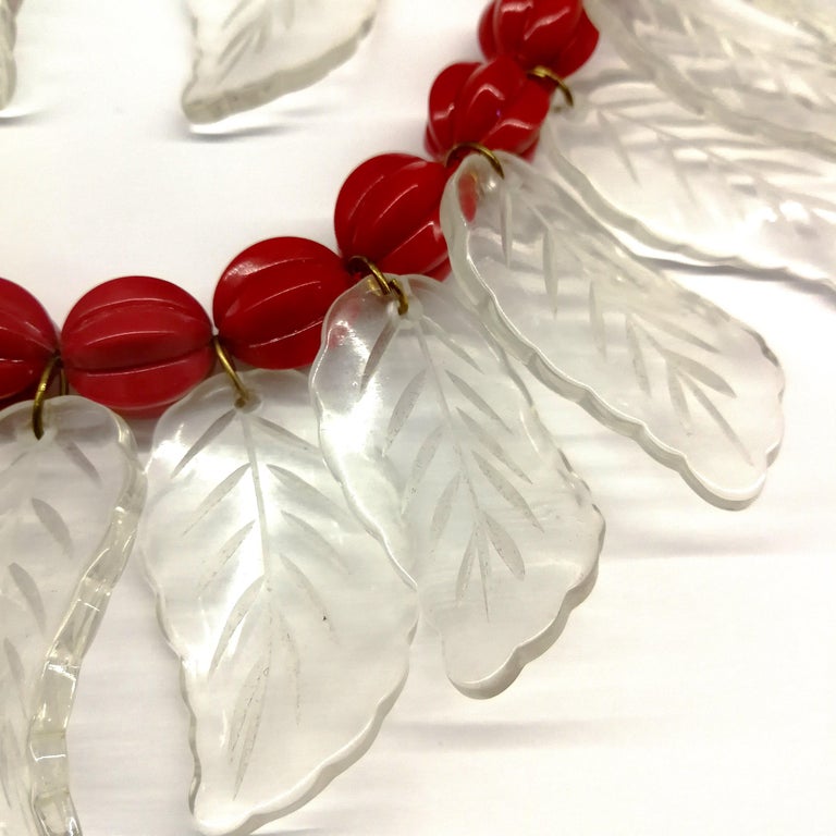 A large lucite 'leaf' necklace and earrings, USA, late 1940s For Sale ...