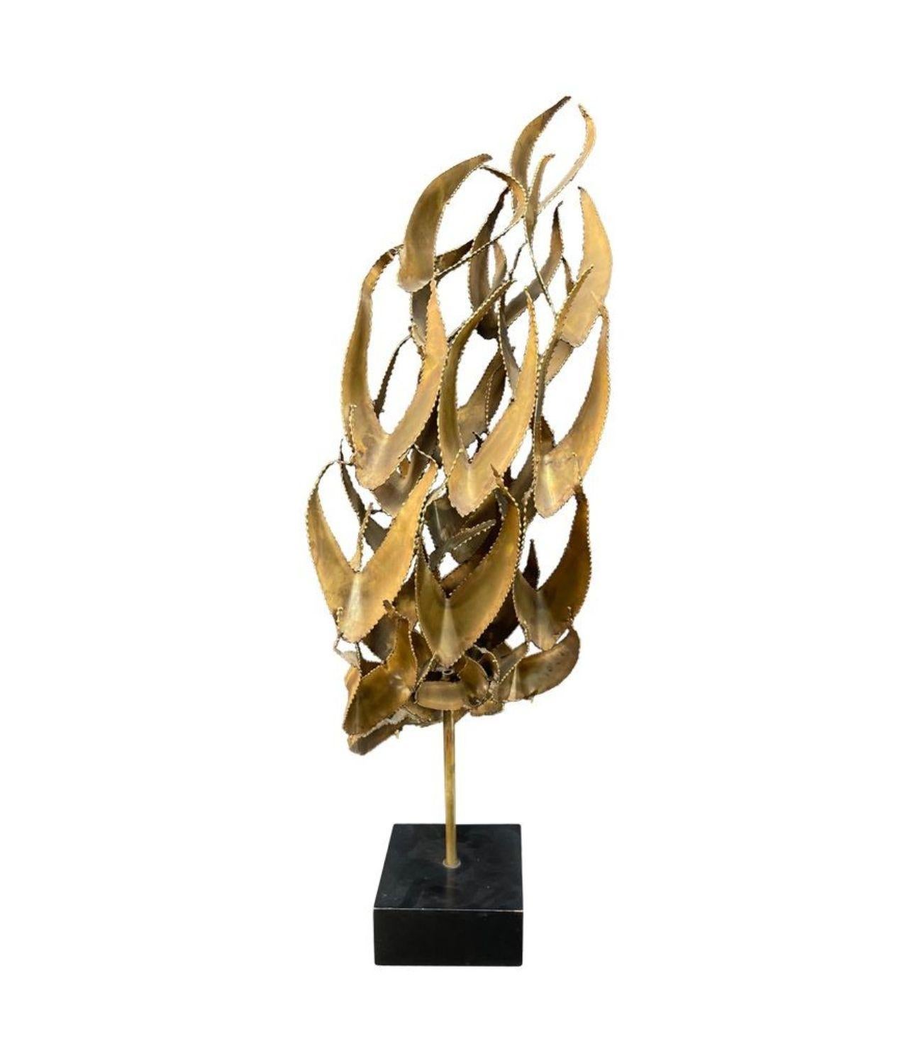Large Midcentury Brass, Abstract Sculpture in the Style of Curtis Jere ...