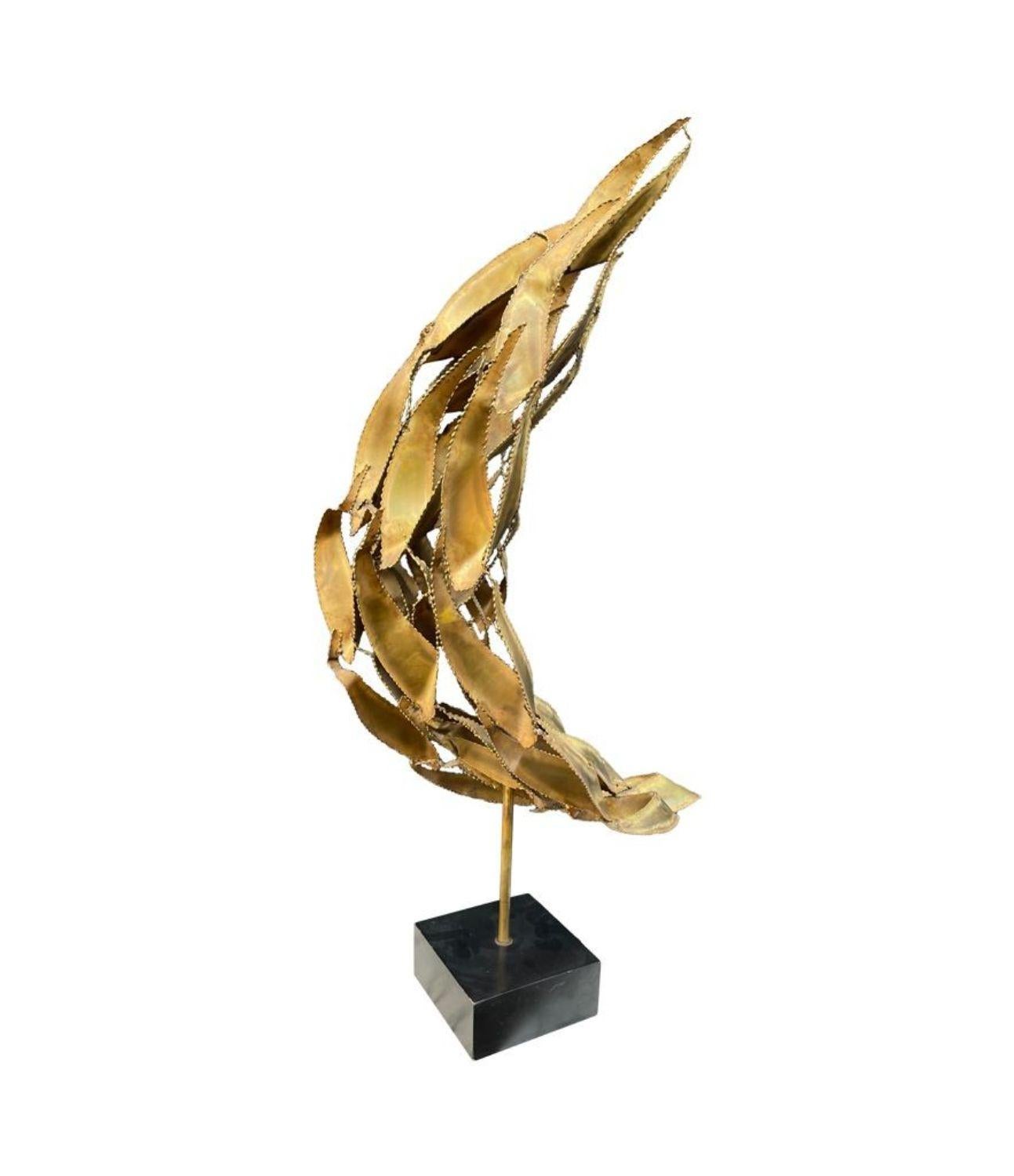 Large Midcentury Brass, Abstract Sculpture in the Style of Curtis Jere ...