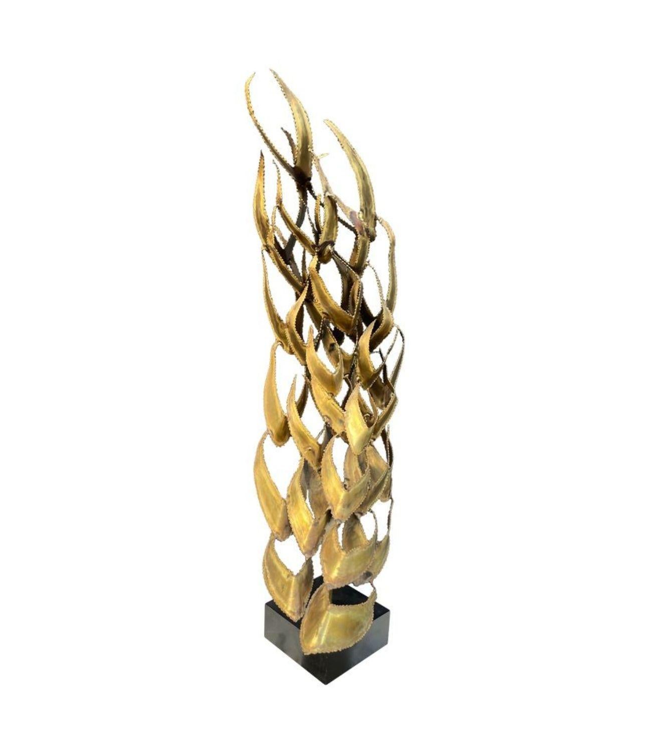Large Midcentury Brass, Abstract Sculpture in the Style of Curtis Jere ...