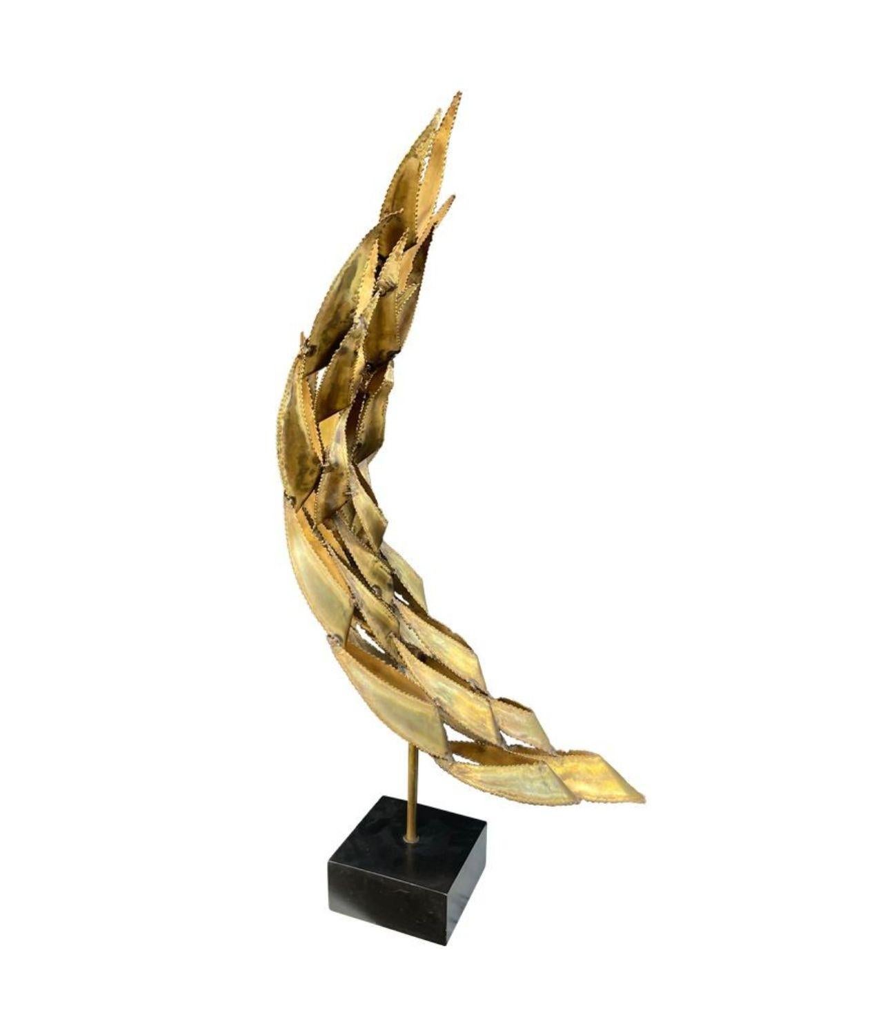 Large Midcentury Brass, Abstract Sculpture in the Style of Curtis Jere ...