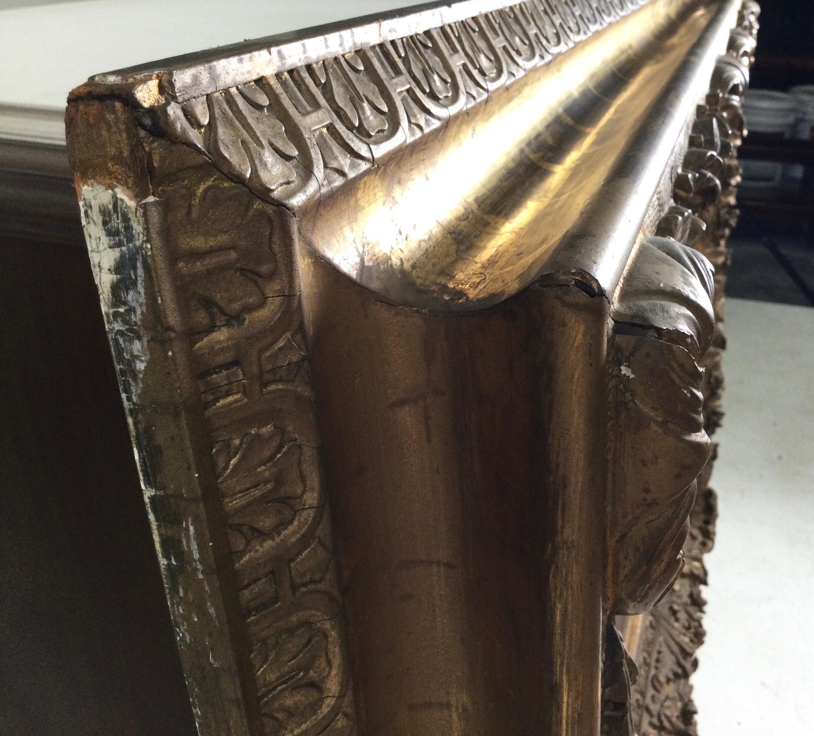 Large Oil on Canvas Interior Scene in Original Gilt Frame Signed ...