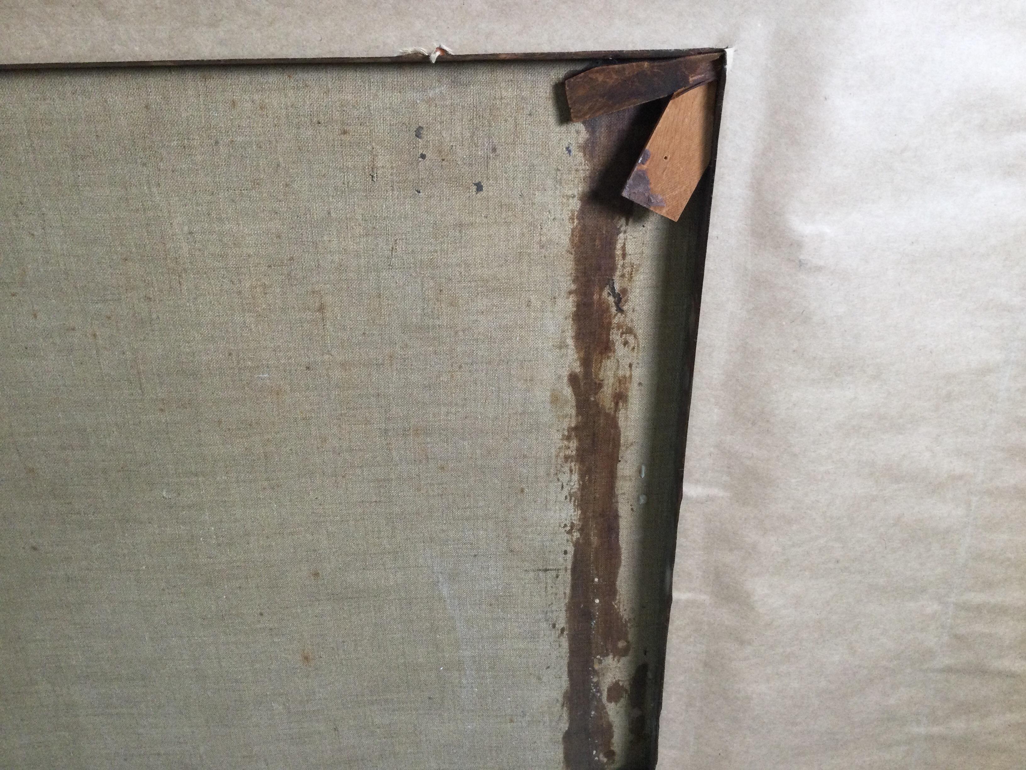 Large Oil on Canvas Interior Scene in Original Gilt Frame Signed ...