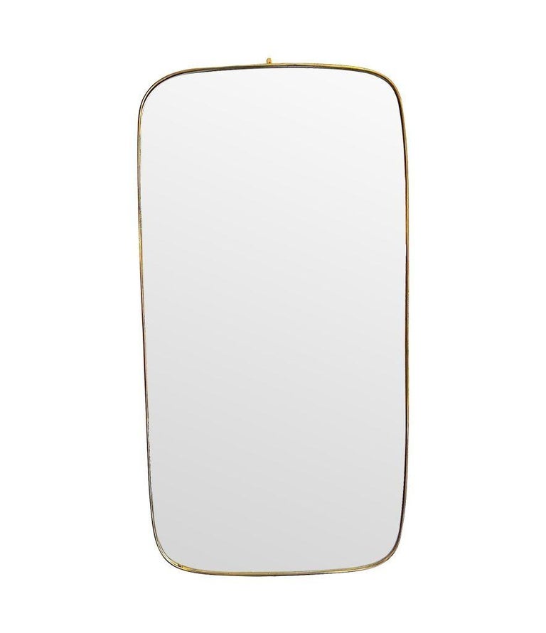 Large Original 1950s Italian Shield Mirror with Orignal Plate, Brass ...