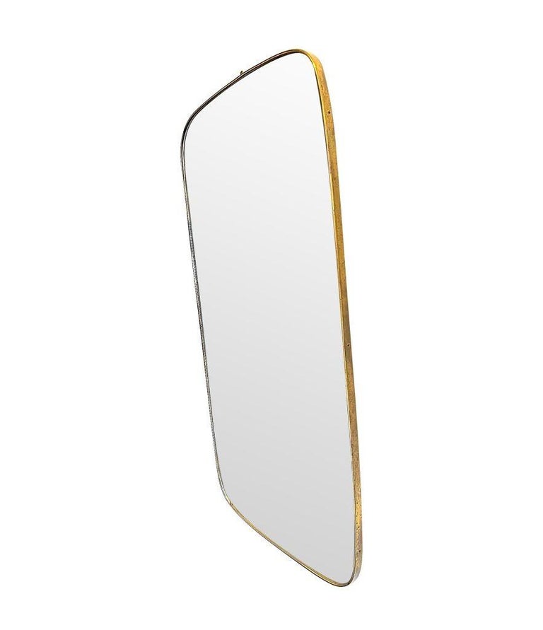 Large Original 1950s Italian Shield Mirror with Orignal Plate, Brass ...