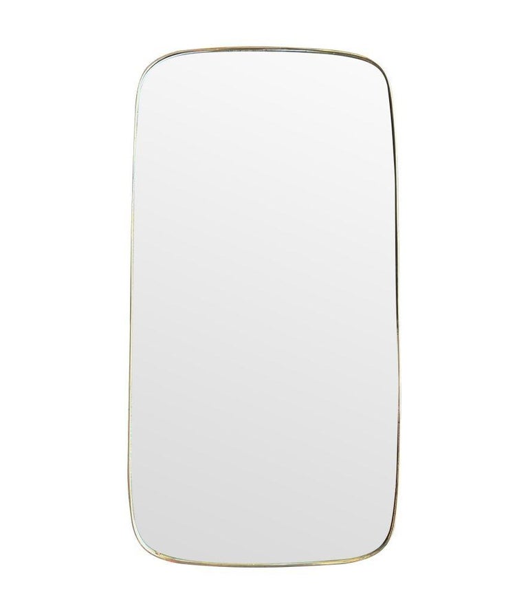 Large Original 1950s Italian Shield Mirror with Orignal Plate, Brass ...