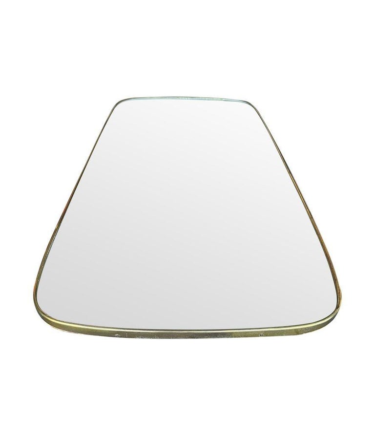 Large Original 1950s Italian Shield Mirror with Orignal Plate, Brass ...