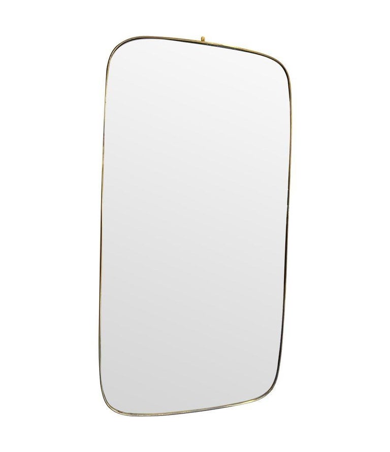 Large Original 1950s Italian Shield Mirror with Orignal Plate, Brass ...