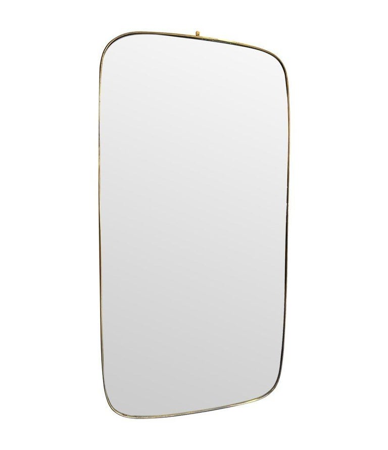 Large Original 1950s Italian Shield Mirror with Orignal Plate, Brass ...