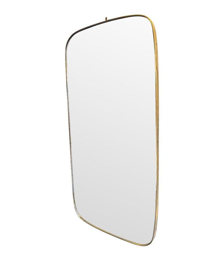 Large Original 1950s Italian Shield Mirror with Orignal Plate, Brass ...