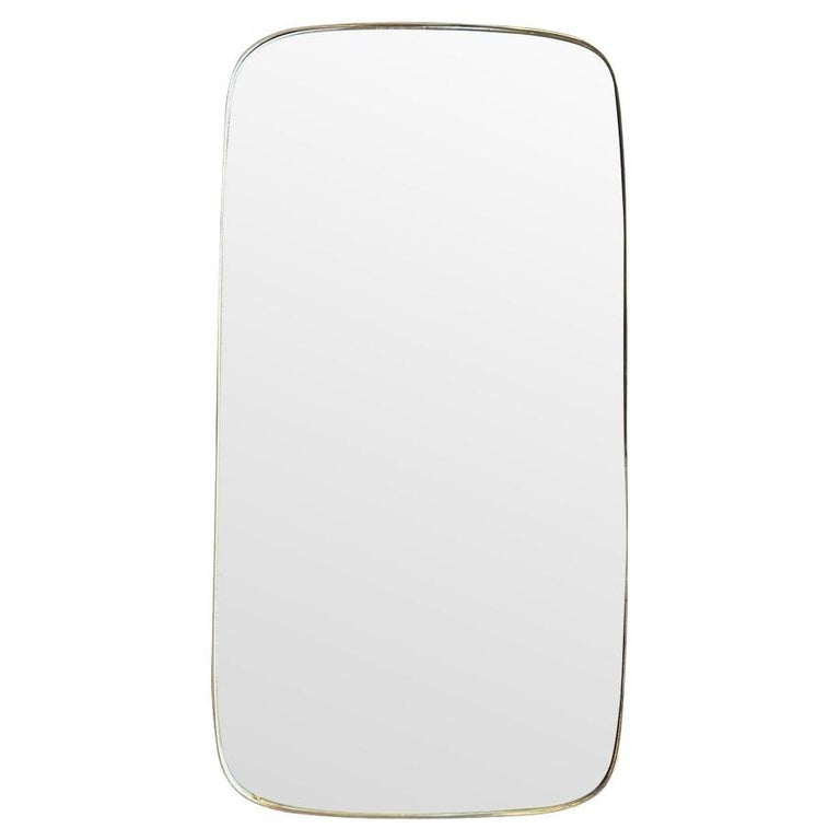 Large Original 1950s Italian Shield Mirror with Orignal Plate, Brass ...