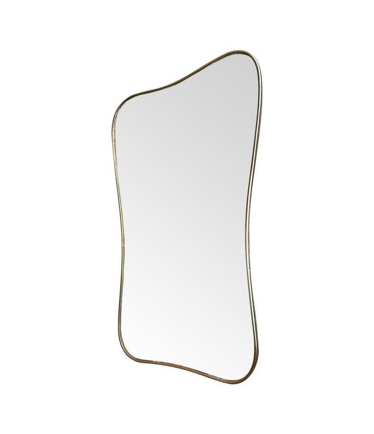 Large Orignal 1950s Italian Curved Brass Framed Mirror with Original ...
