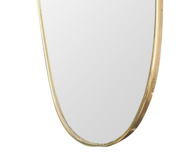 Large Orignal 1960s Italian Shield Mirror with Lovely Oval Shaped Brass ...