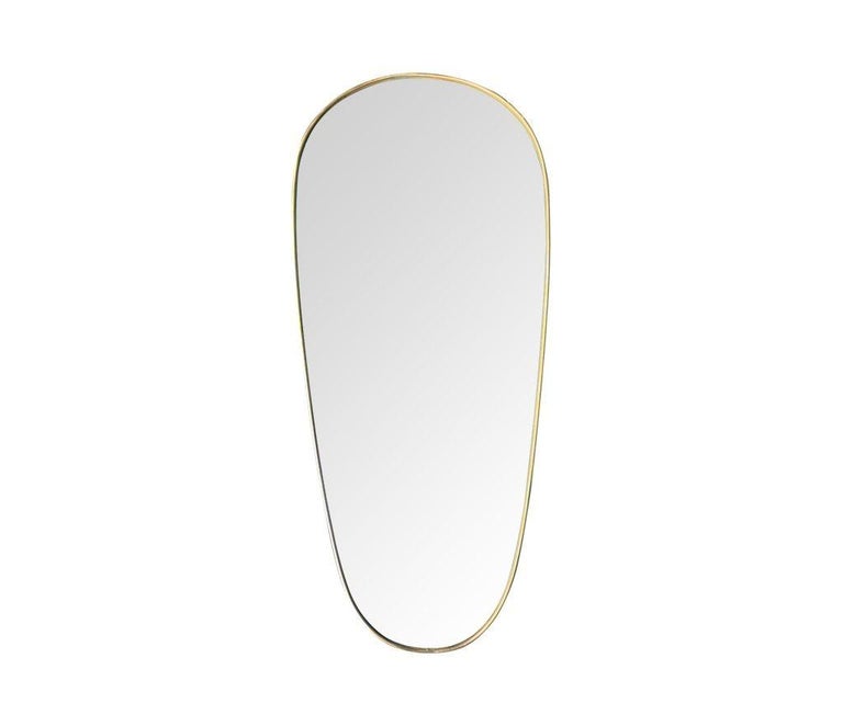 Large Orignal 1960s Italian Shield Mirror with Lovely Oval Shaped Brass ...