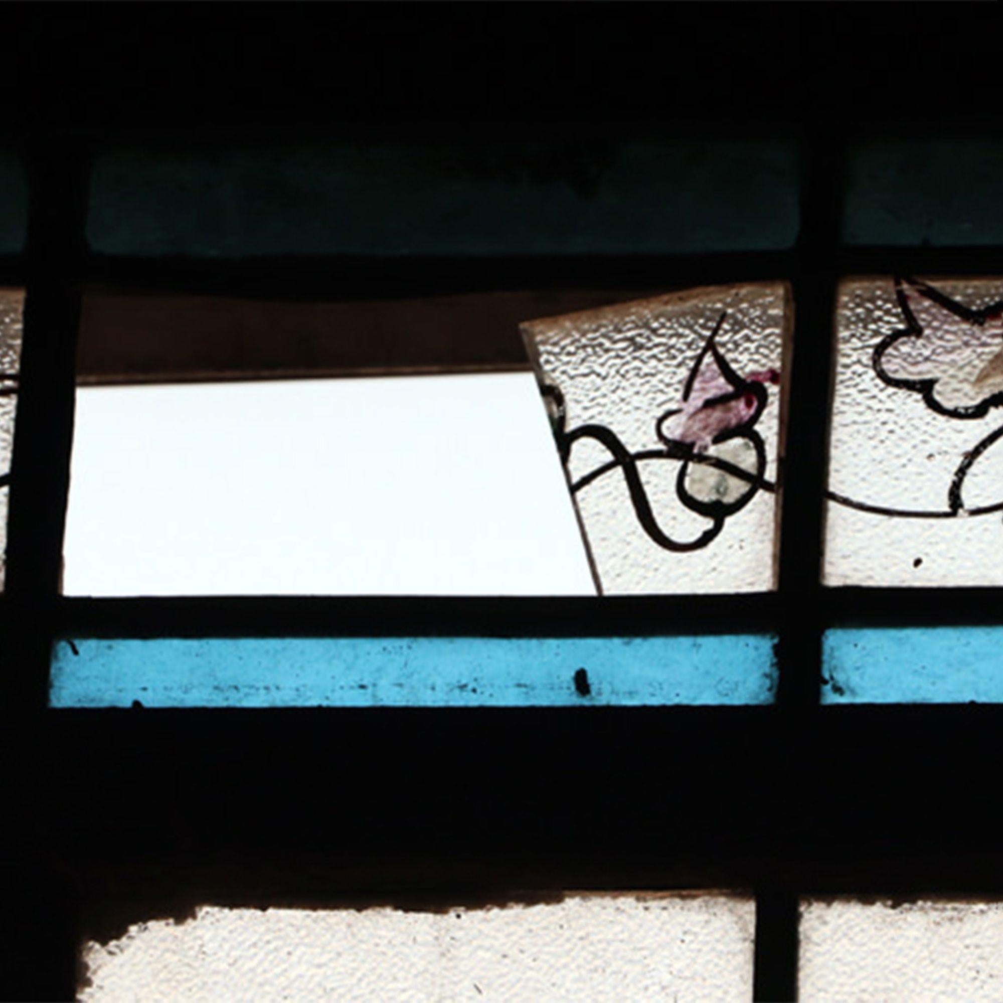 Large Painted and Leaded Glass Window in Iron Frame, circa 1900 For ...