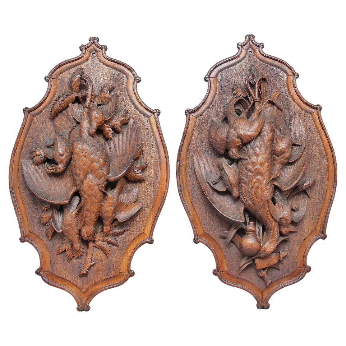 A large pair of 19th Century black forest plaques For Sale at 1stDibs