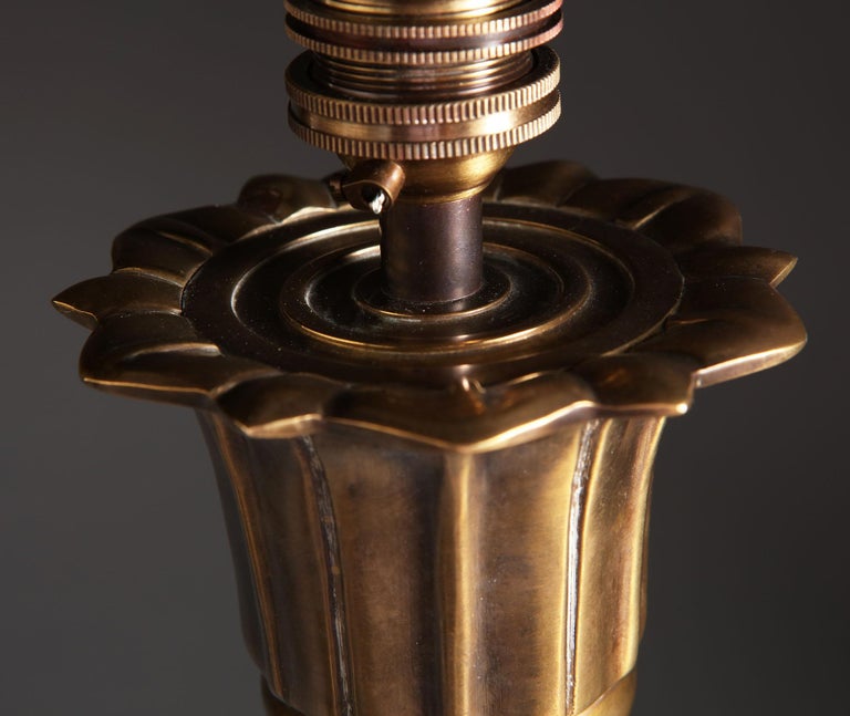 A Large Pair of 19th Century William IV Style Brass Column Table Lamps ...