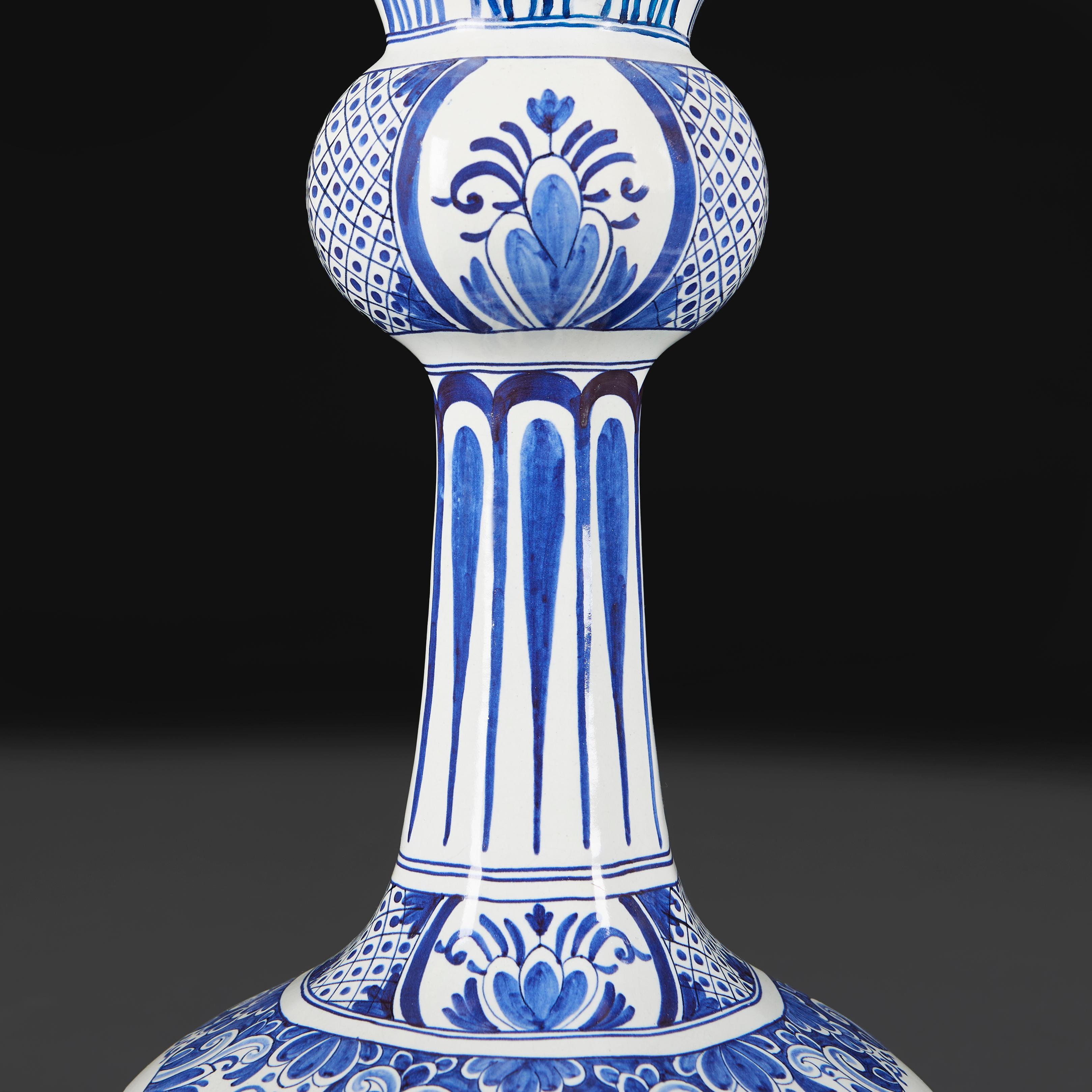 A Large Pair of Blue and White Delft Table Lamps For Sale at 1stDibs