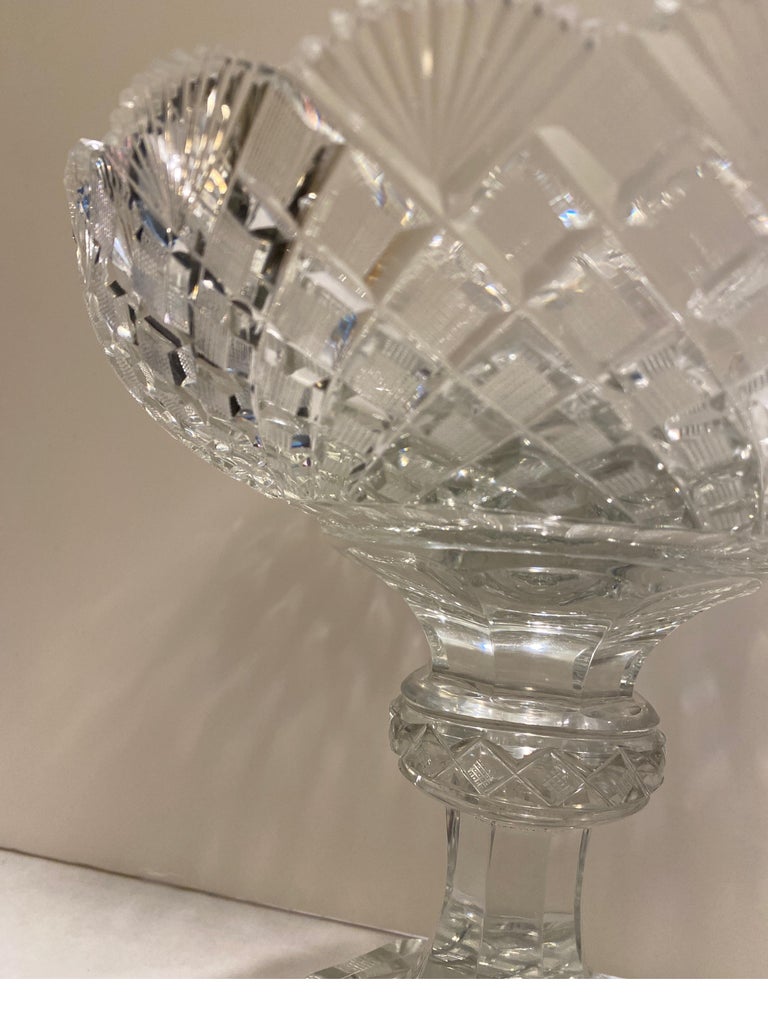 Large Pair of Georgian Cut Glass Pedestal Compotes For Sale at 1stDibs