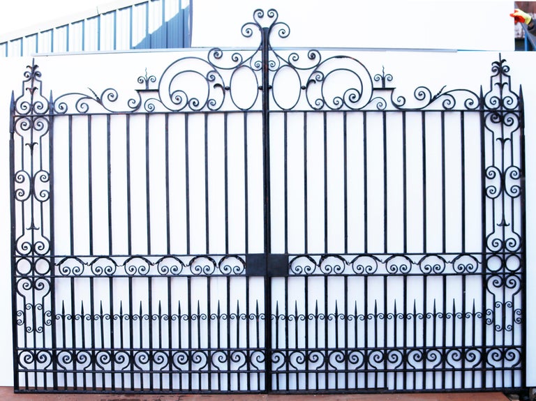 Large Pair of Wrought Iron Driveway Gates For Sale at 1stDibs