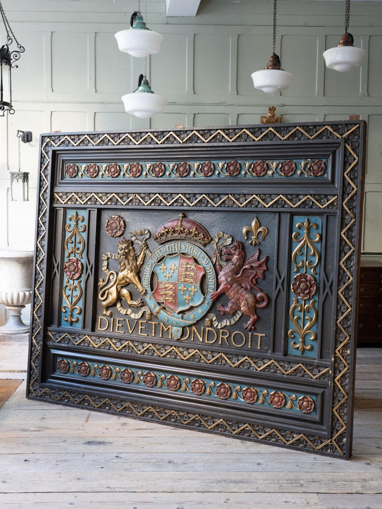 Large Plaster and Painted Timber Coat of Arms at 1stDibs