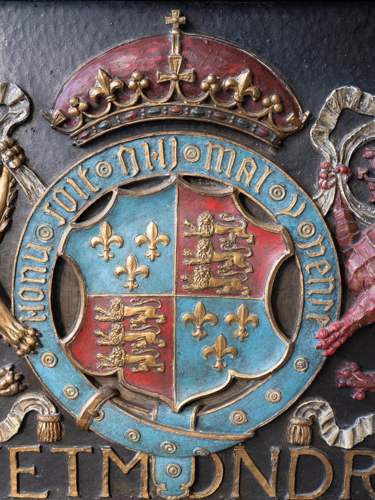 Large Plaster and Painted Timber Coat of Arms at 1stDibs