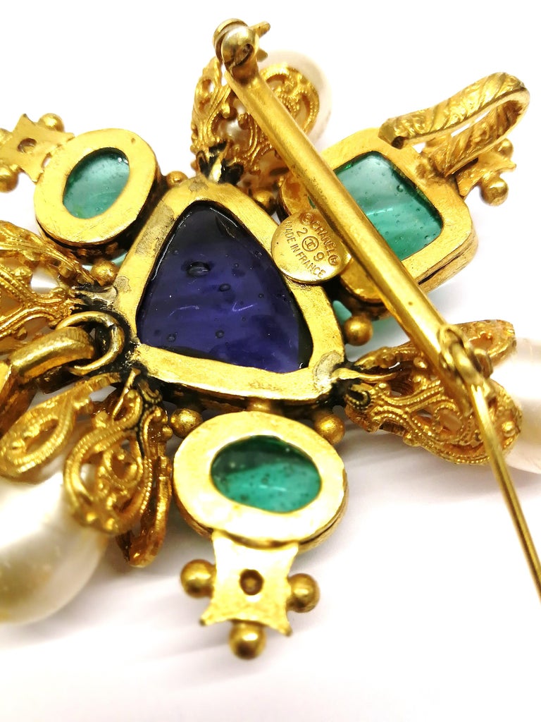 A large poured glass 'cruxiform' brooch, Robert Goossens for Chanel ...