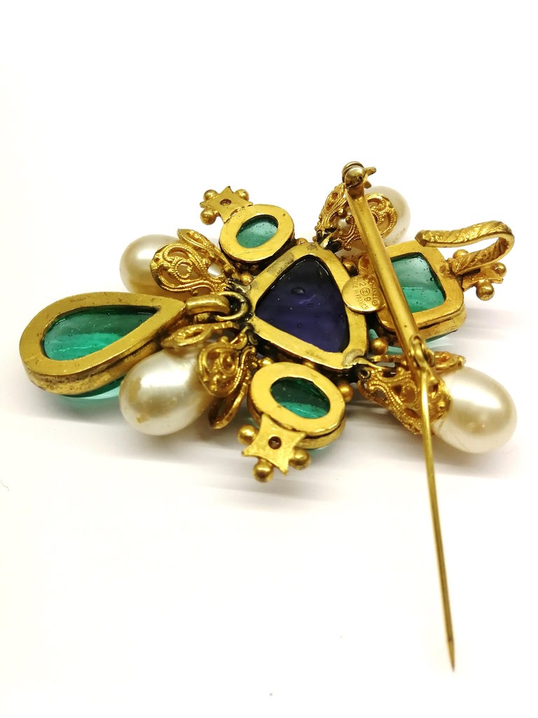 A large poured glass 'cruxiform' brooch, Robert Goossens for Chanel ...