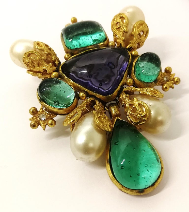 A large poured glass 'cruxiform' brooch, Robert Goossens for Chanel ...