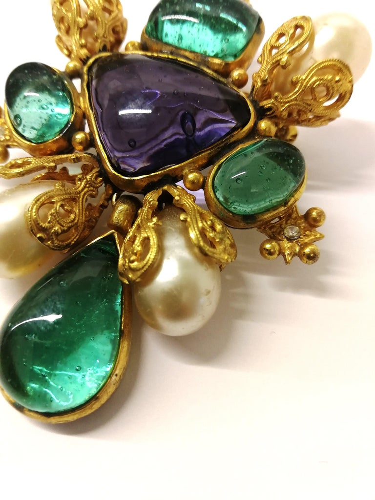 A large poured glass 'cruxiform' brooch, Robert Goossens for Chanel ...