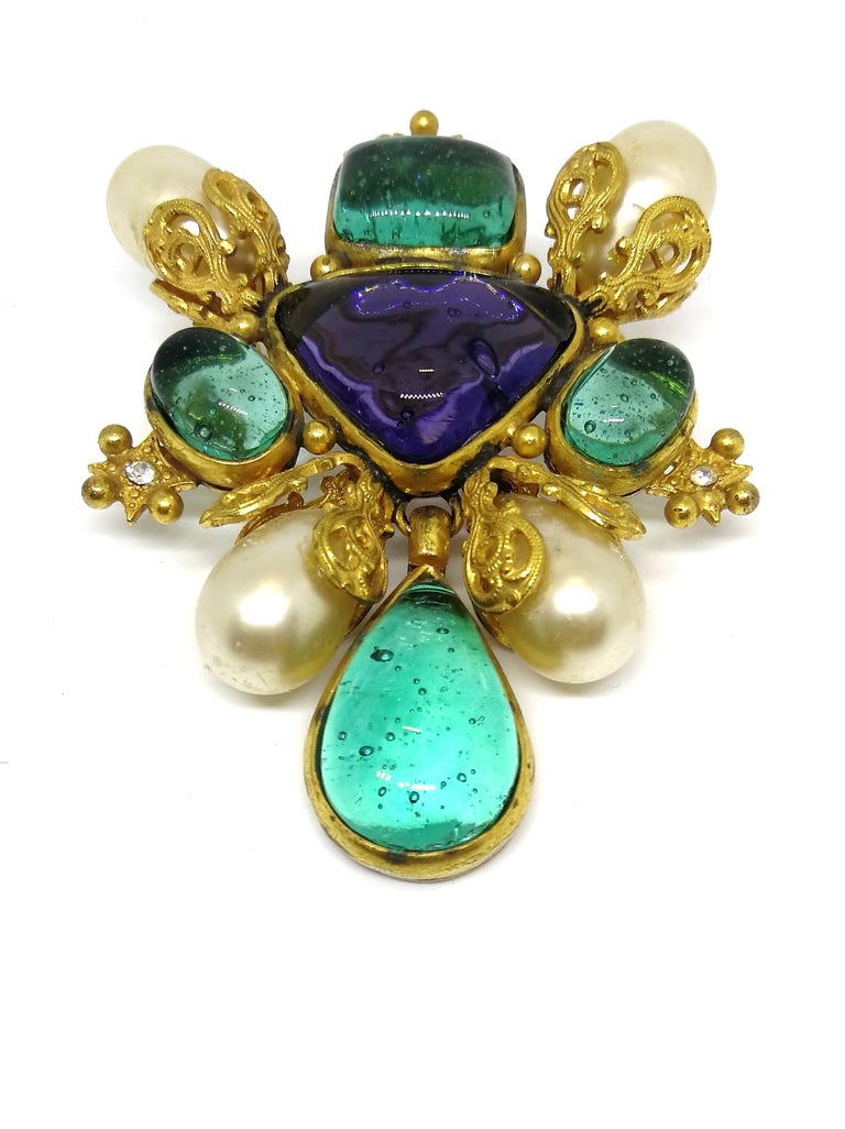 A large poured glass 'cruxiform' brooch, Robert Goossens for Chanel ...