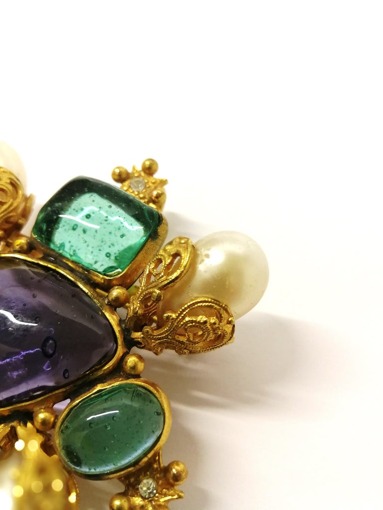 A large poured glass 'cruxiform' brooch, Robert Goossens for Chanel ...